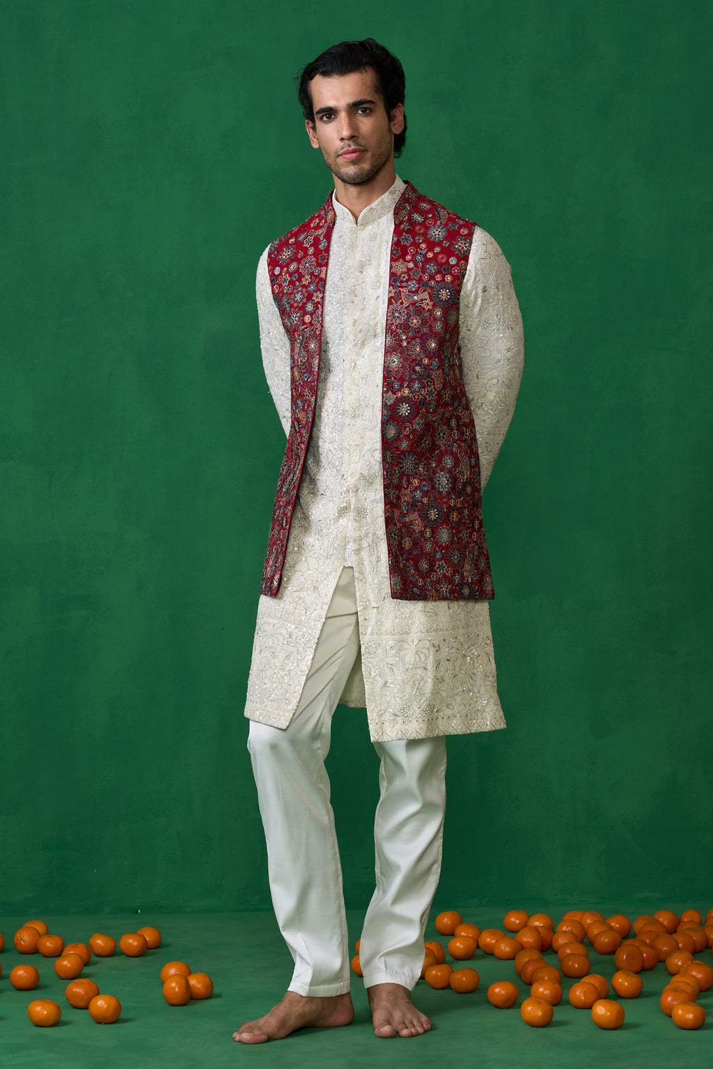 LAALBAGH MAROON KURTA JACKET SET – Kalpraag