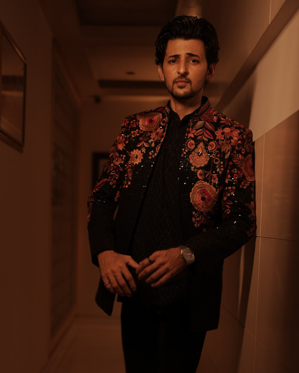 Darshan Raval in Viren black Jodhpuri set with shirt and trouser – Kalpraag